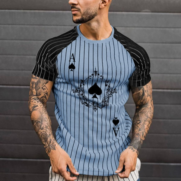 Striped Spades Card Pattern T-shirt– rigidu | Fashion online | All you ...